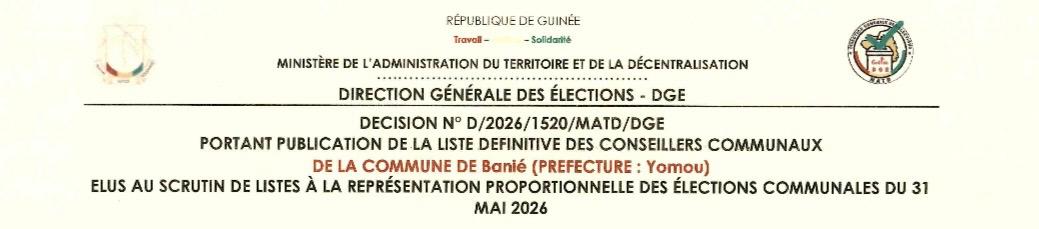 Publication des résultats définitifs de l’élection communale du 31 mai ...