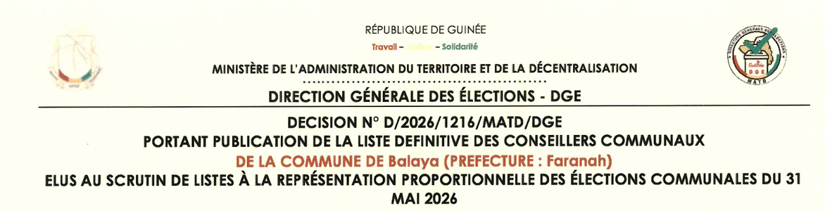 Publication des résultats définitifs de l’élection communale du 31 mai ...