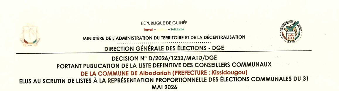 Publication des résultats définitifs de l’élection communale du 31 mai ...